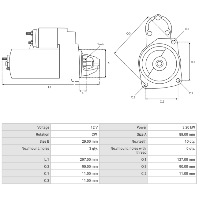 2873K634 PERKINS PLANETARY GEAR MOTOR STARTER 12V 3.2KW AS-PL