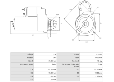 2873K634 PERKINS PLANETARY GEAR MOTOR STARTER 12V 3.2KW AS-PL